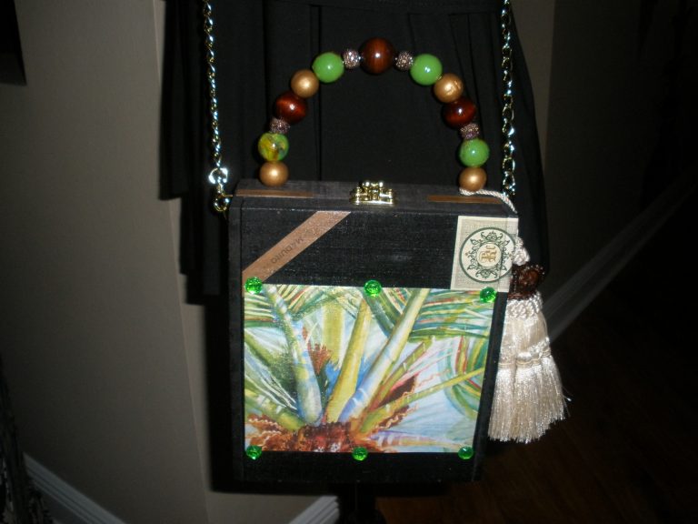 SOLD 1217 Palm Fronds Cigar Box Purse - humadorablesbysusan.com