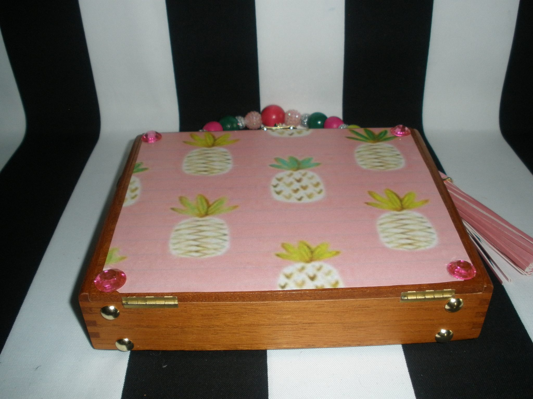 SOLD 1354 Pink Pineapple Cigar Box Purse - humadorablesbysusan.com