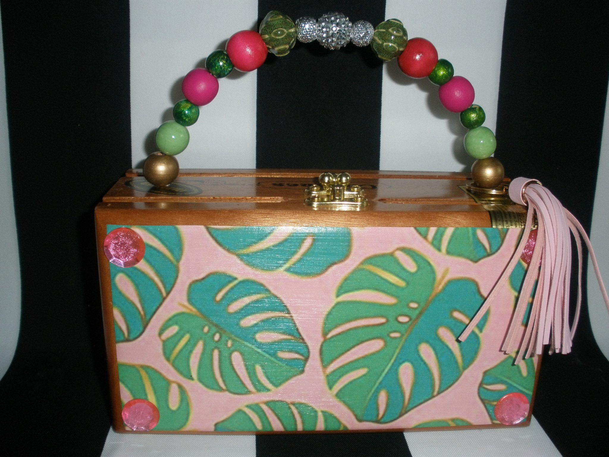 SOLD 1404 Tropical Pink cigar Box Purse - humadorablesbysusan.com