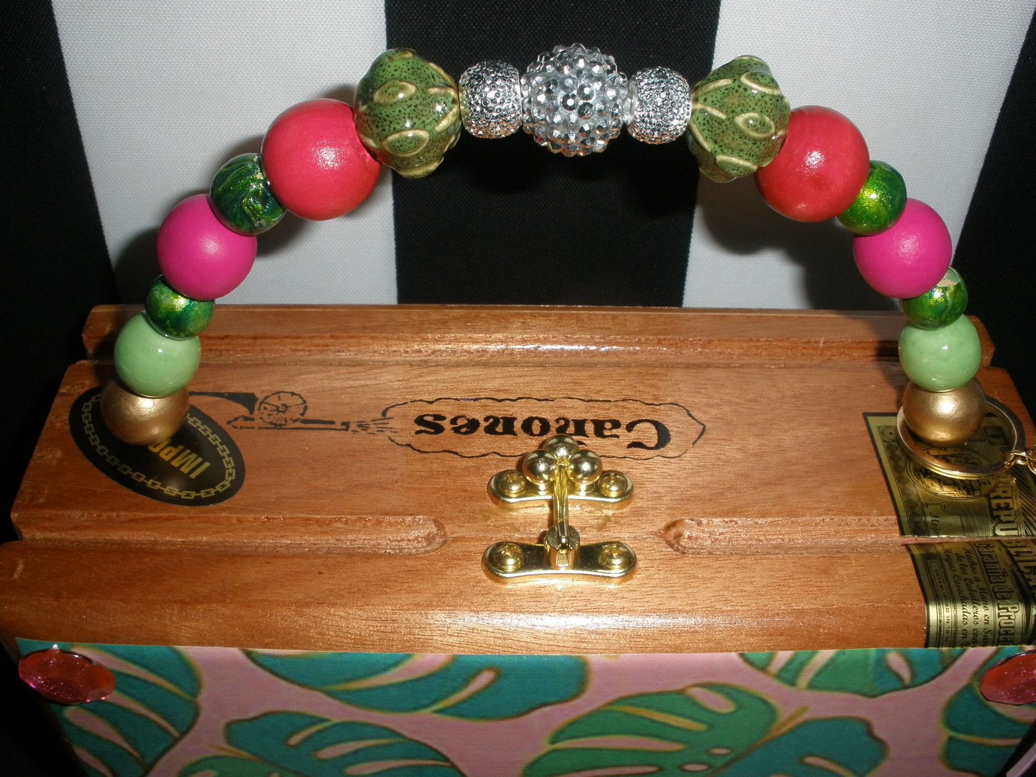 SOLD 1404 Tropical Pink cigar Box Purse - humadorablesbysusan.com