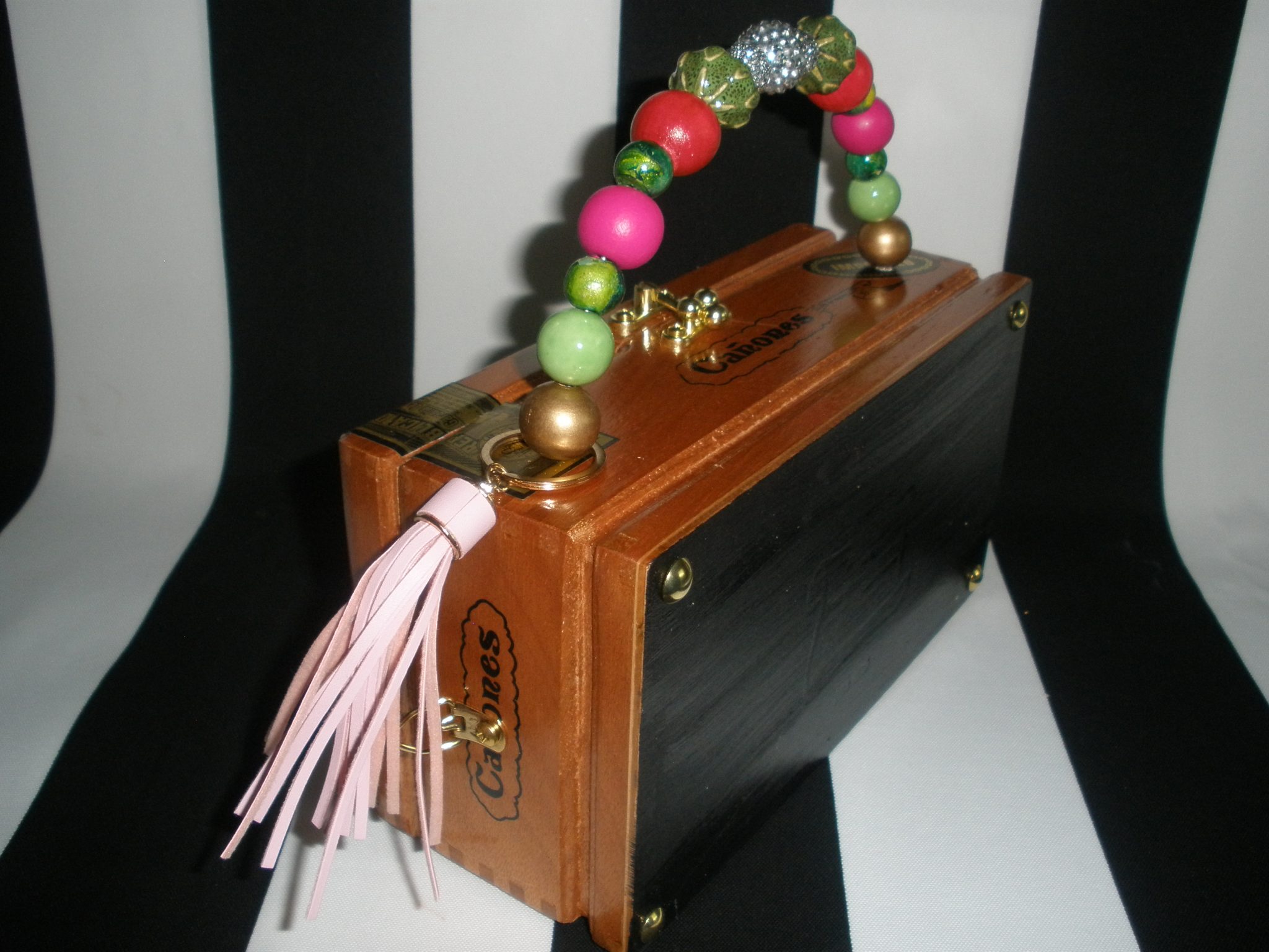 SOLD 1404 Tropical Pink cigar Box Purse - humadorablesbysusan.com