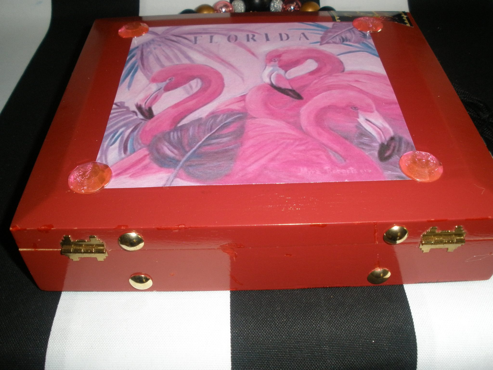 SOLD 1426 Pink Flamingo Florida Poster Cigar Box Purse ...