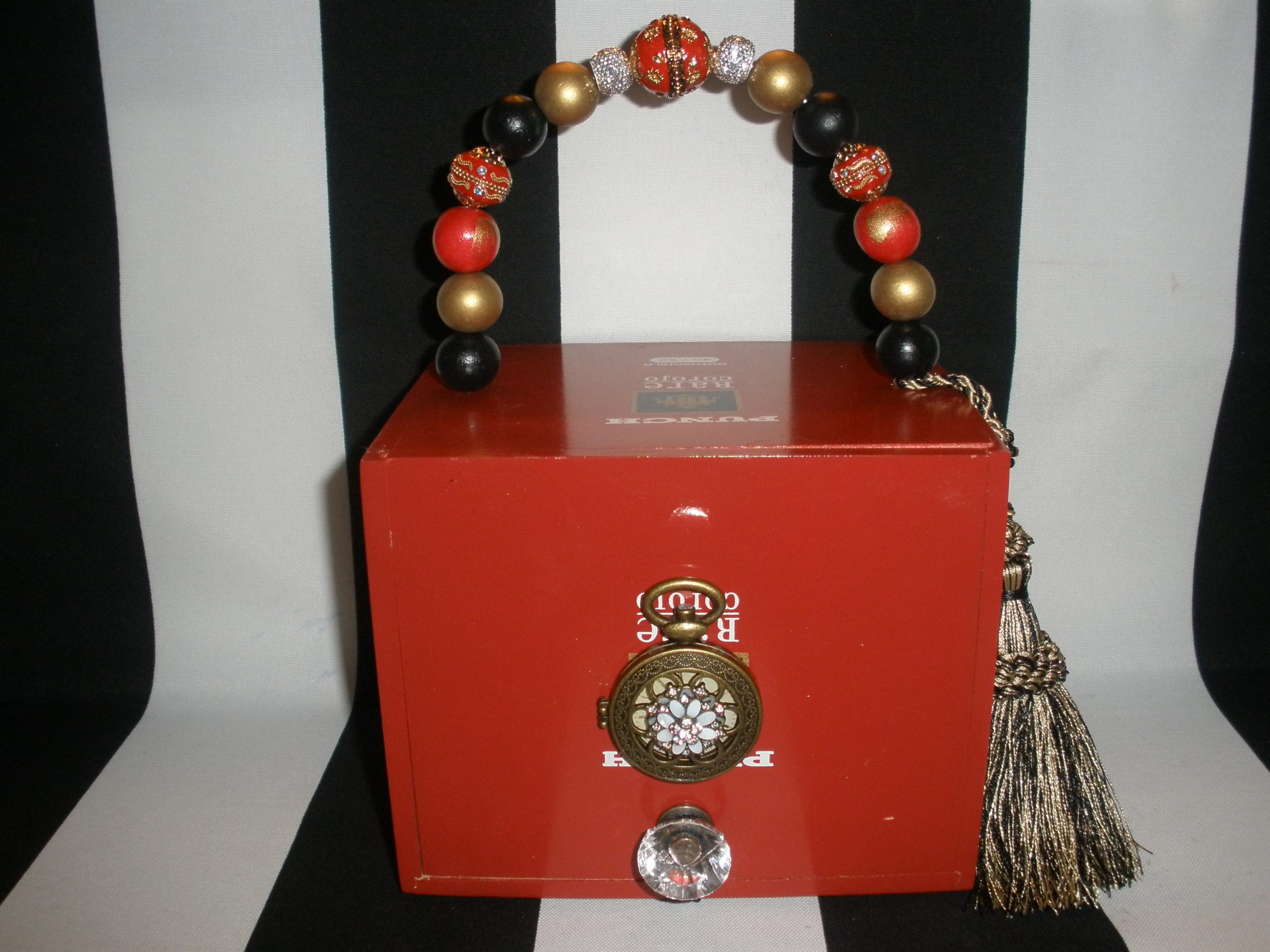 SOLD 1454 Red Punch Cigar Box Purse with Locket - humadorablesbysusan.com