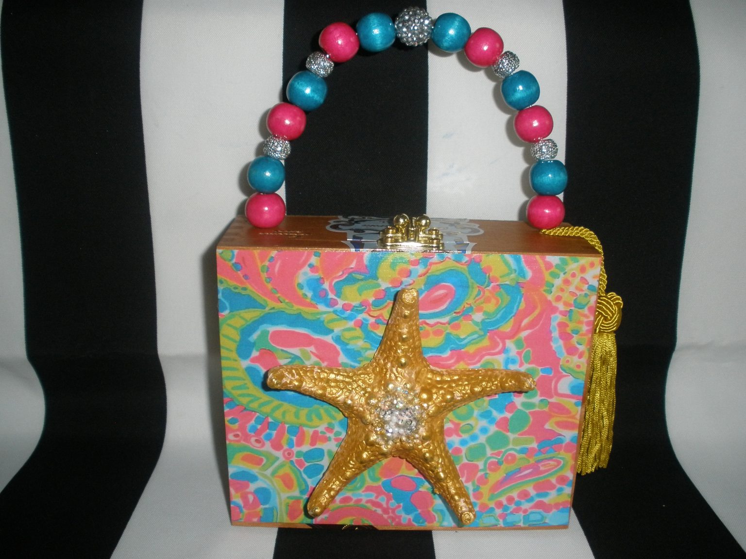 1530 Golden Starfish Cigar Box Purse - humadorablesbysusan.com