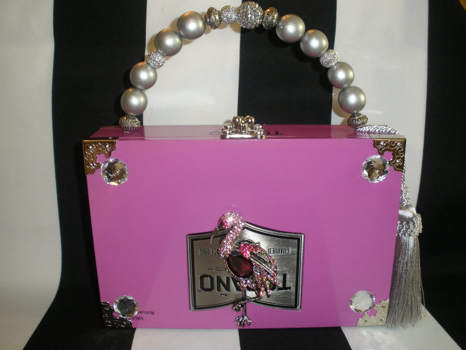 SOLD Pink Flamingo Gone Wild Cigar Box Purse - humadorablesbysusan.com