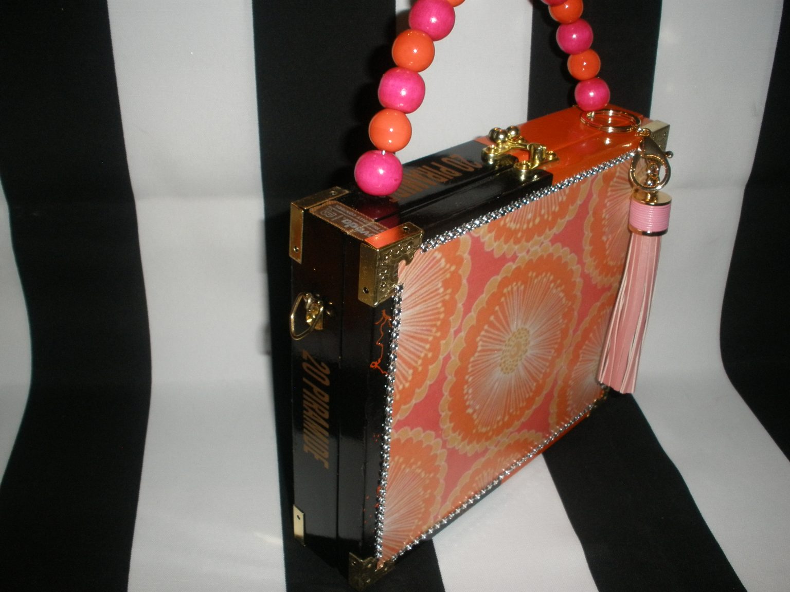 Mod Orange and Pink Pop Cigar Box Purse - humadorablesbysusan.com