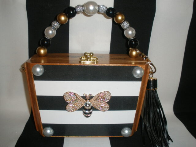 SOLD Queen Bee on Nautical Stripe Cigar Box Purse (See #1921 ...